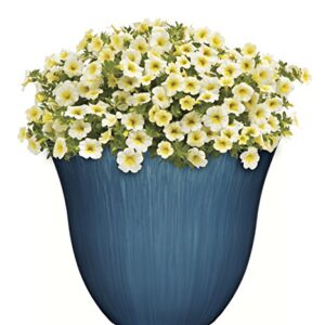 Classic Home and Garden Honeysuckle Resin Flower Pot Planter, Ocean Blue, 15"