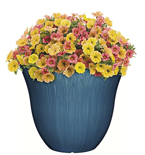 Classic Home and Garden Honeysuckle Resin Flower Pot Planter, Ocean Blue, 15"