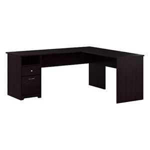 bush furniture cabot 72w l shaped computer desk with drawers in espresso oak