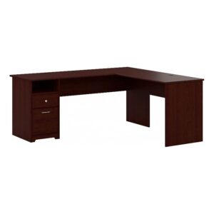 bush furniture cabot 72w l shaped computer desk with drawers in harvest cherry