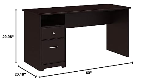 Bush Furniture Cabot 60W Computer Desk with Drawers in Espresso Oak