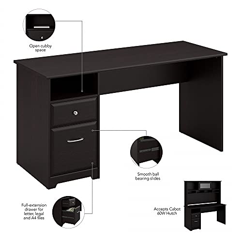 Bush Furniture Cabot 60W Computer Desk with Drawers in Espresso Oak