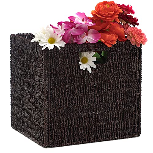 Trademark Innovations 12.5" Woven Storage Cube Basket Bin with Iron Wire Frame