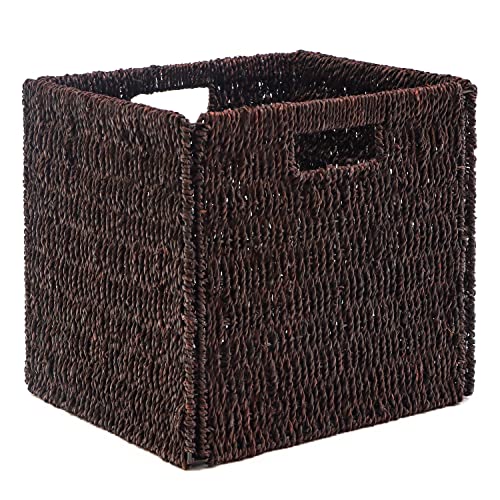 Trademark Innovations 12.5" Woven Storage Cube Basket Bin with Iron Wire Frame