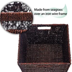 Trademark Innovations 12.5" Woven Storage Cube Basket Bin with Iron Wire Frame