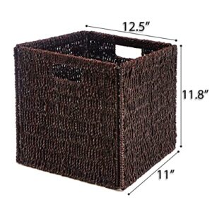 Trademark Innovations 12.5" Woven Storage Cube Basket Bin with Iron Wire Frame