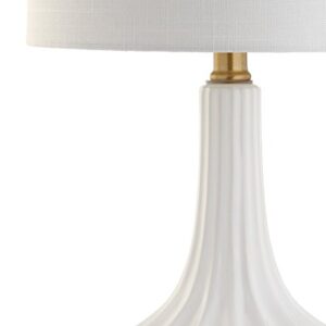 JONATHAN Y JYL1030A Parker 21.5" Ceramic Mini LED Table Lamp, Modern, Contemporary, Elegant, Office, Living Room, Family Room, Dining Room, Bedroom, Hallway, Foyer, Brass/White