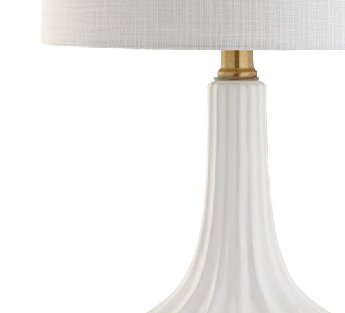 JONATHAN Y JYL1030A Parker 21.5" Ceramic Mini LED Table Lamp, Modern, Contemporary, Elegant, Office, Living Room, Family Room, Dining Room, Bedroom, Hallway, Foyer, Brass/White