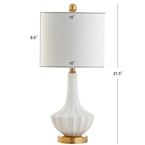 JONATHAN Y JYL1030A Parker 21.5" Ceramic Mini LED Table Lamp, Modern, Contemporary, Elegant, Office, Living Room, Family Room, Dining Room, Bedroom, Hallway, Foyer, Brass/White