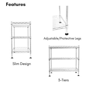 Internet's Best 3-Tier Mini Wire Utility Shelving - Chrome - Shelf - Adjustable Rack Unit - Kitchen Bathroom Pantry Laundry Storage - Under The Sink Organization - Organize Your Cabinets - SPI