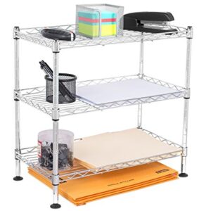 Internet's Best 3-Tier Mini Wire Utility Shelving - Chrome - Shelf - Adjustable Rack Unit - Kitchen Bathroom Pantry Laundry Storage - Under The Sink Organization - Organize Your Cabinets - SPI