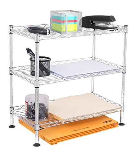 Internet's Best 3-Tier Mini Wire Utility Shelving - Chrome - Shelf - Adjustable Rack Unit - Kitchen Bathroom Pantry Laundry Storage - Under The Sink Organization - Organize Your Cabinets - SPI