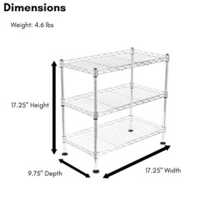 Internet's Best 3-Tier Mini Wire Utility Shelving - Chrome - Shelf - Adjustable Rack Unit - Kitchen Bathroom Pantry Laundry Storage - Under The Sink Organization - Organize Your Cabinets - SPI