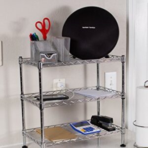 Internet's Best 3-Tier Mini Wire Utility Shelving - Chrome - Shelf - Adjustable Rack Unit - Kitchen Bathroom Pantry Laundry Storage - Under The Sink Organization - Organize Your Cabinets - SPI