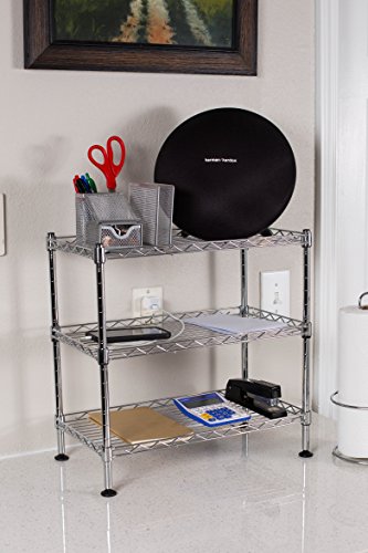 Internet's Best 3-Tier Mini Wire Utility Shelving - Chrome - Shelf - Adjustable Rack Unit - Kitchen Bathroom Pantry Laundry Storage - Under The Sink Organization - Organize Your Cabinets - SPI