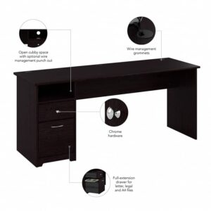 Bush Furniture Cabot 72W Computer Desk with Drawers in Espresso Oak