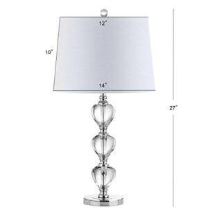 JONATHAN Y JYL2042A Cole 27" Crystal LED Table Lamp Traditional French Country Bedside Desk Nightstand Lamp for Bedroom Living Room Office College Bookcase LED Bulb Included, Clear