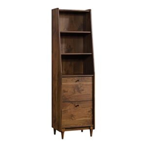 sauder 2 tier harvey park narrow bookcase, grand walnut finish