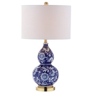 jonathan y jyl3003a lee 27" ceramic chinoiserie led table lamp traditional bedside desk nightstand lamp for bedroom living room office college bookcase led bulb included, blue/white