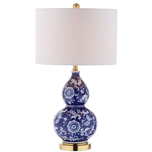 JONATHAN Y JYL3003A Lee 27" Ceramic Chinoiserie LED Table Lamp Traditional Bedside Desk Nightstand Lamp for Bedroom Living Room Office College Bookcase LED Bulb Included, Blue/White