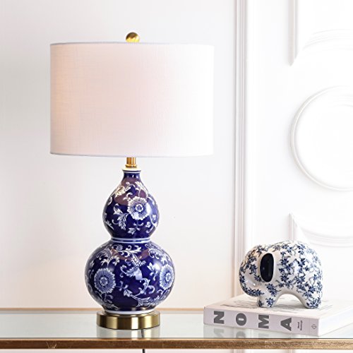 JONATHAN Y JYL3003A Lee 27" Ceramic Chinoiserie LED Table Lamp Traditional Bedside Desk Nightstand Lamp for Bedroom Living Room Office College Bookcase LED Bulb Included, Blue/White