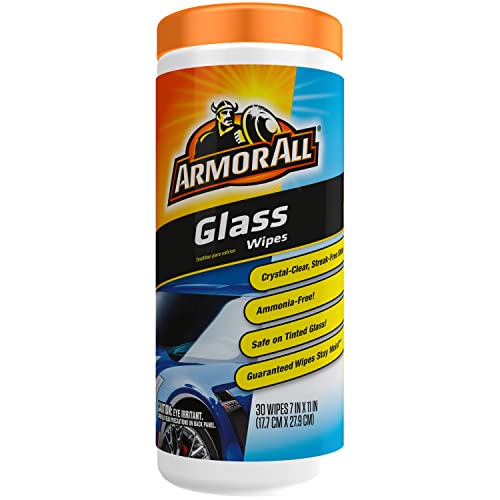 Armor All Car Glass Wipes, Auto Glass Cleaner for Film and Grime, 30 Count