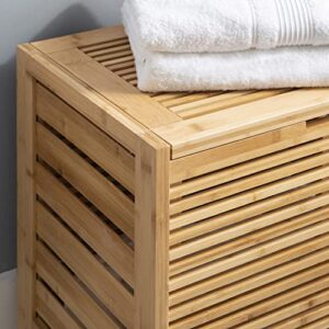 Linon Amzn0327 Finn Bamboo Bathroom Hamper, Brown