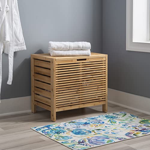 Linon Amzn0327 Finn Bamboo Bathroom Hamper, Brown