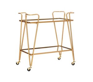 linon gina mid-century bar cart, gold