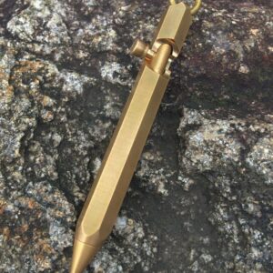 EKLOEN Mini Size Solid Brass Pen, Portable Delicate Signature Pen Six-Edge Ballpoint Pen