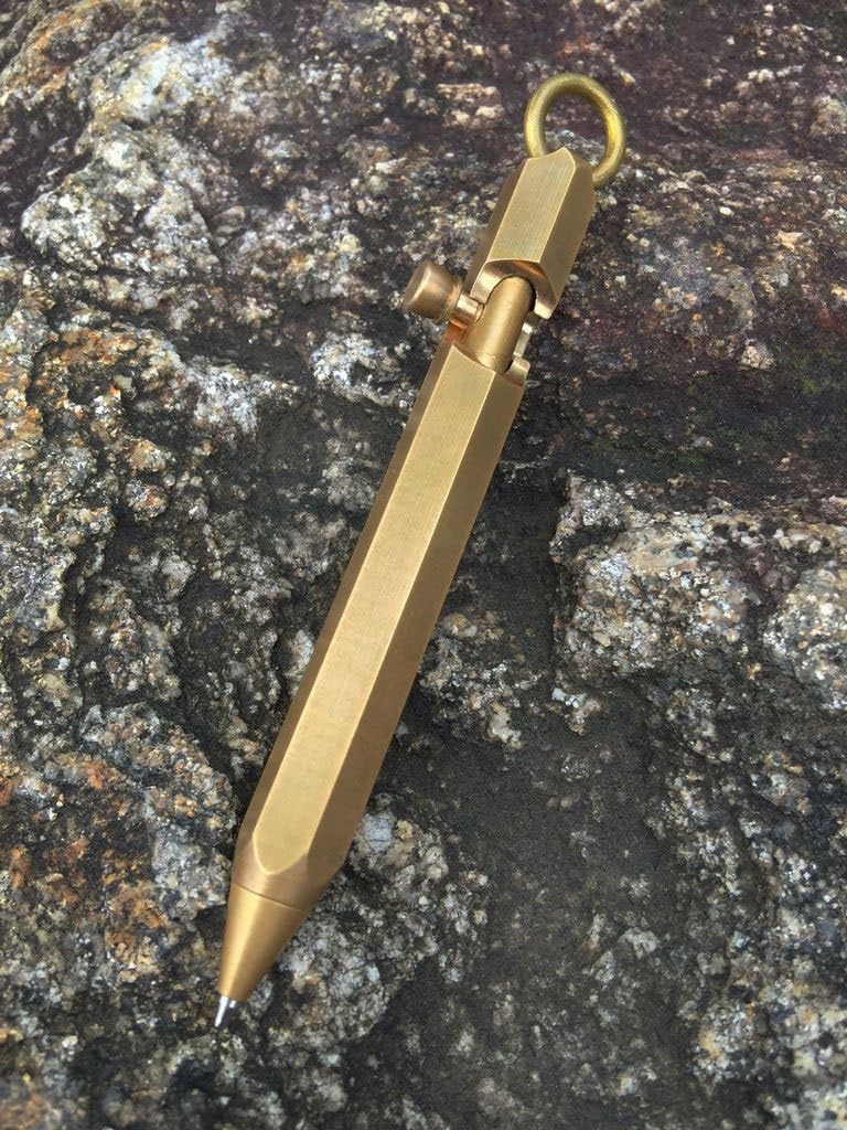 EKLOEN Mini Size Solid Brass Pen, Portable Delicate Signature Pen Six-Edge Ballpoint Pen