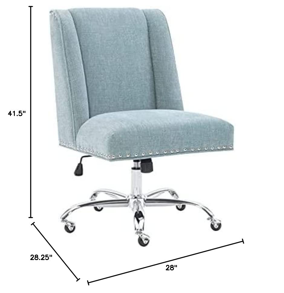 Clayton Aqua and Chrome Swivel Adjustable Height Office Chair By Linon