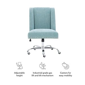 Clayton Aqua and Chrome Swivel Adjustable Height Office Chair By Linon