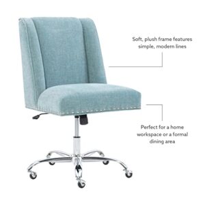 Clayton Aqua and Chrome Swivel Adjustable Height Office Chair By Linon