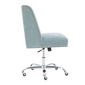 Clayton Aqua and Chrome Swivel Adjustable Height Office Chair By Linon