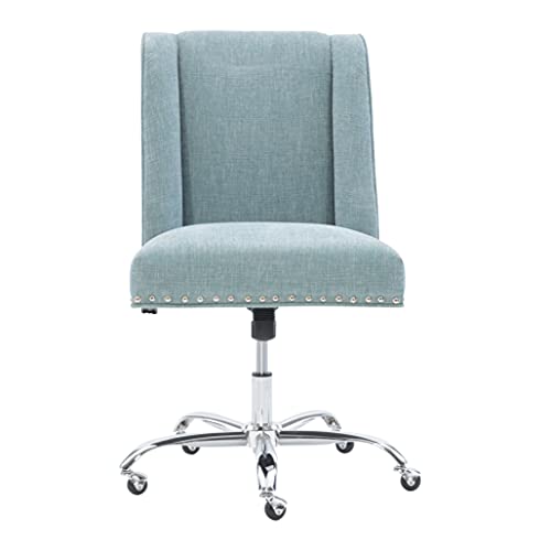 Clayton Aqua and Chrome Swivel Adjustable Height Office Chair By Linon