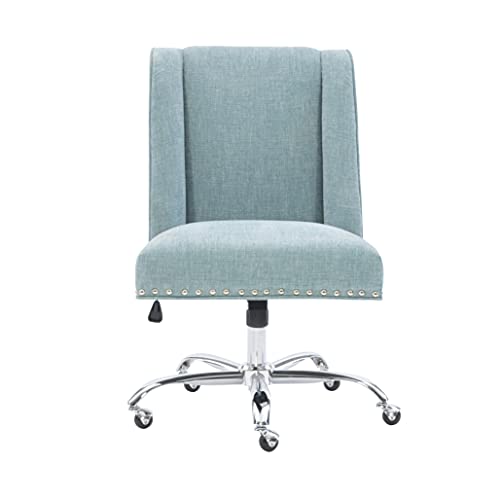 Clayton Aqua and Chrome Swivel Adjustable Height Office Chair By Linon