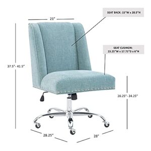 Clayton Aqua and Chrome Swivel Adjustable Height Office Chair By Linon