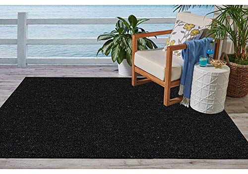 Ambiant Saturn Collection Pet Friendly Indoor Outdoor Area Rugs Black - 5' x 8' Oval