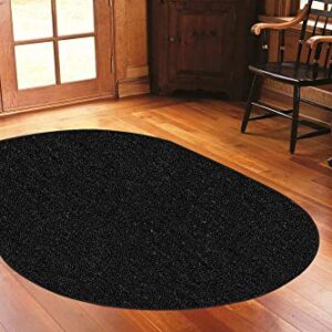 Ambiant Saturn Collection Pet Friendly Indoor Outdoor Area Rugs Black - 5' x 8' Oval