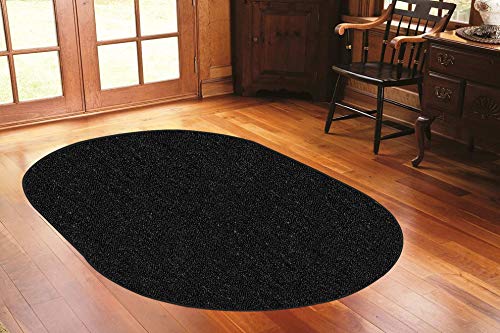 Ambiant Saturn Collection Pet Friendly Indoor Outdoor Area Rugs Black - 5' x 8' Oval