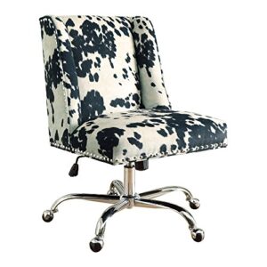 linon clayton black cow print office chair, metallic