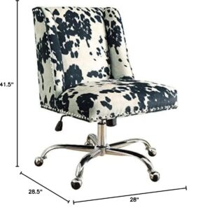 Linon Clayton Black Cow Print Office Chair, Metallic