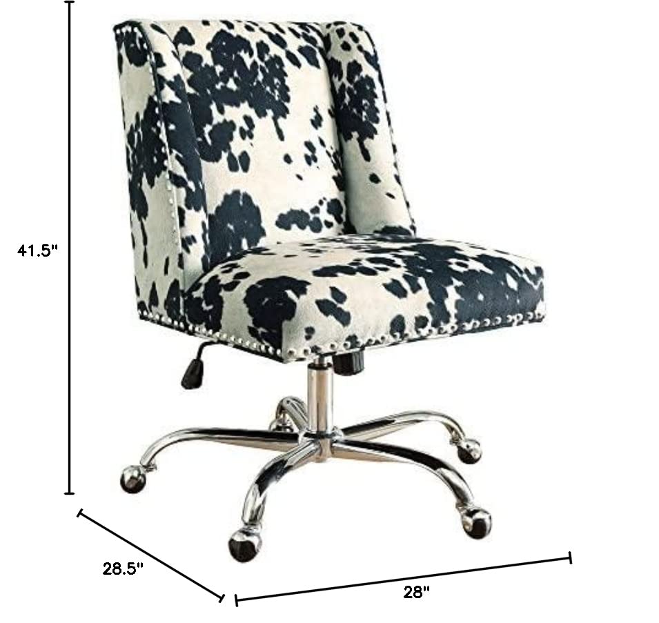 Linon Clayton Black Cow Print Office Chair, Metallic