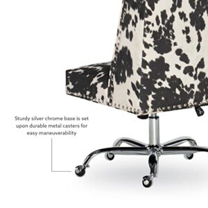 Linon Clayton Black Cow Print Office Chair, Metallic