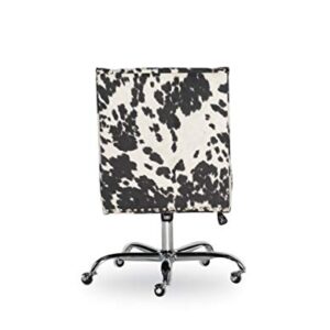 Linon Clayton Black Cow Print Office Chair, Metallic