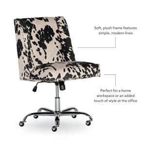 Linon Clayton Black Cow Print Office Chair, Metallic