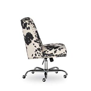 Linon Clayton Black Cow Print Office Chair, Metallic