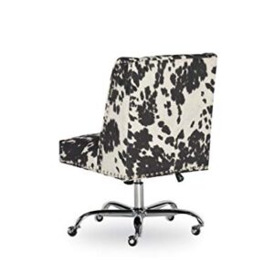 Linon Clayton Black Cow Print Office Chair, Metallic