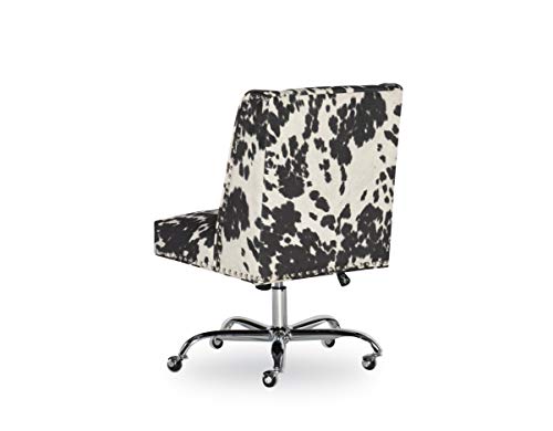 Linon Clayton Black Cow Print Office Chair, Metallic